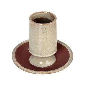 STORIED HOME Stoneware Match Holder With Striker Plate And Reactive Glaze - Grey