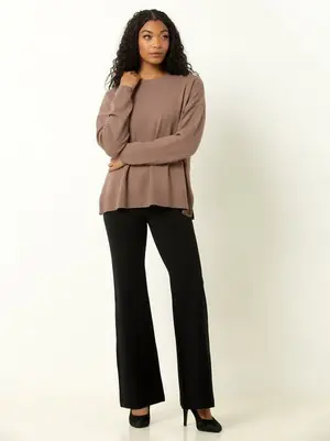 SINGLE STITCH Relaxed Crew Neck Sweater - Deep Taupe
