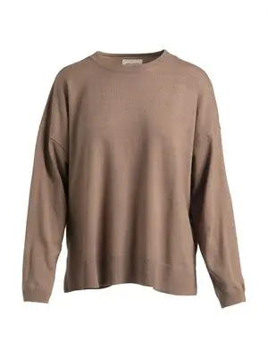 SINGLE STITCH Relaxed Crew Neck Sweater - Deep Taupe