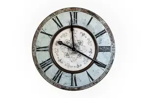 STORIED HOME Decorative Round Wood Wall Clock With Distressed Finish - Grey