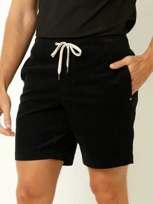 SINGLE STITCH Drawstring Corduroy Shorts - Deep Navy