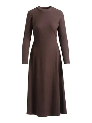 SINGLE STITCH Ribbed Knit Midi Dress - Mahogany