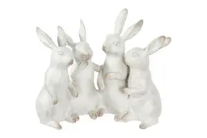 STORIED HOME Washed Polyresin Bunny Rabbit Quartet - White