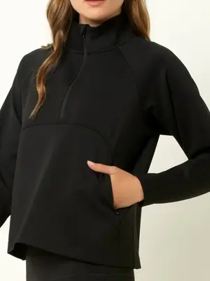 SINGLE STITCH Performance 1/4 Zip Pullover - Black