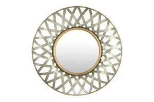 STORIED HOME Round 2 Tone Metal Framed Wall Mirror - Gold