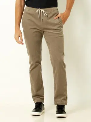 SINGLE STITCH Corduroy Drawstring Pants - Tan