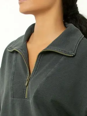 SINGLE STITCH Oversized Half Zip Pullover