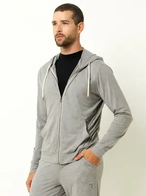 SINGLE STITCH Full Zip Hoodie - Heather Gray