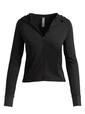 SINGLE STITCH Full Zip Hooded Jacket - Black