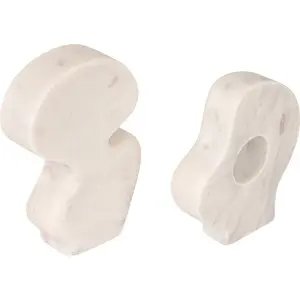 STORIED HOME Decorative Abstract Marble Sculptures, Set Of 2 Styles - White