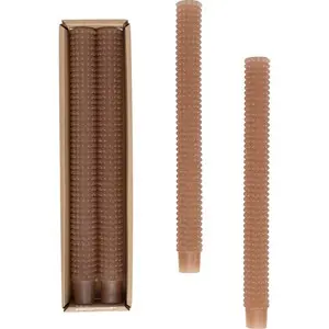 STORIED HOME Unscented Hobnail Taper Candles In Box, Set Of 2 - Brown