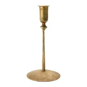 STORIED HOME Hand-forged Hammered Metal Taper Holder - Brass