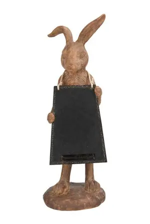 STORIED HOME Rabbit Figurine Holding Working Chalkboard