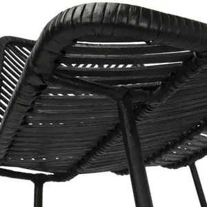 STORIED HOME Chic Rattan Bar Stool With Metal Frame