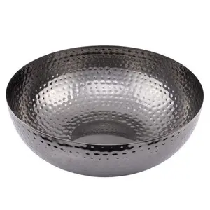 STORIED HOME Round Hammered Metal Bowl