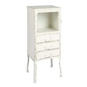 STORIED HOME Storage Metal Cabinet With 3 Drawers - White