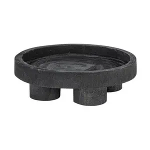 STORIED HOME Paulownia Wood Pedestal Tray - Black