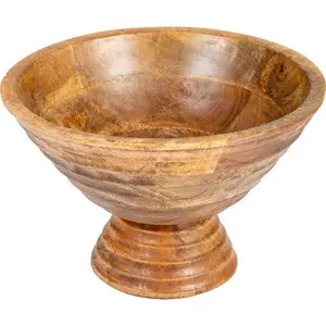 STORIED HOME Boho Wood Pedestal Serving Bowl - Brown