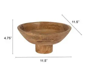 STORIED HOME Mango Wood Footed Bowl