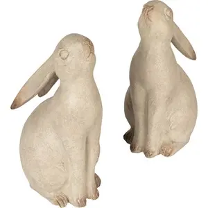 STORIED HOME Charming Resin Rabbit Bookends - Gray