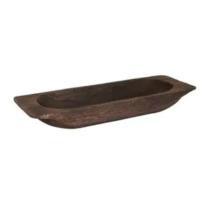 STORIED HOME Decorative Paulownia Wood Tray Bowl - Brown