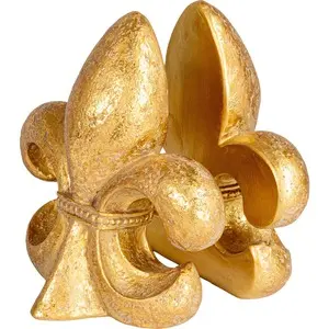 STORIED HOME Decorative Fleur De Lis Resin Bookends - Gold
