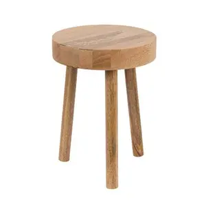 STORIED HOME Round Mango Wood Stool - Natural