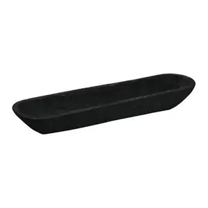 STORIED HOME Decorative Paulownia Wood Bowl - Black