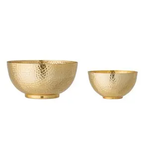 STORIED HOME Hammered Metal Bowls - Gold