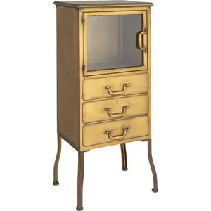 STORIED HOME Metal Storage Cabinet With 3 Drawers - Gold