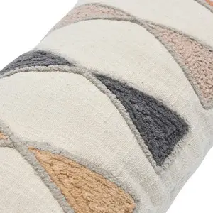 STORIED HOME Embroidered Cotton Lumbar Pillow With Fringe