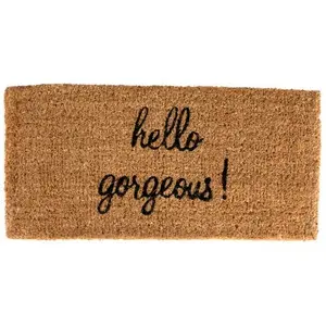 STORIED HOME Hello Gorgeous!" Coir Doormat - Natural