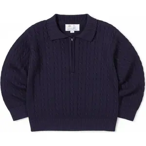 FLORENCE EISEMAN Cable Knit Polo Sweater