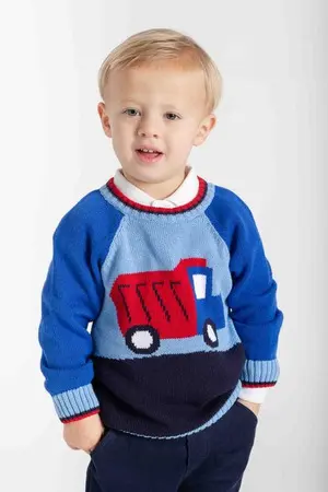 FLORENCE EISEMAN Intarsia Dump Truck Cotton Sweater