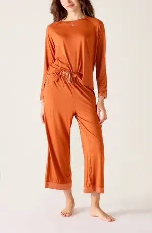 VOYAGEUR BY MERSEA Satin Sailor Modal Pajama Set - Rustic Dawn