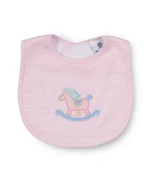 FLORENCE EISEMAN Striped Knit Bib With Appliqué Rocking Horse