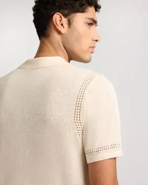 Onia Linen Knit Eyelet Camp Shirt