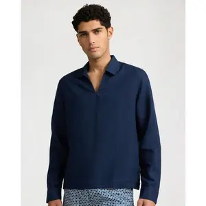 Men's Linen Long Sleeve Polos