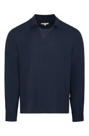 Onia Linen Long Sleeve Popover Shirt - Midnight