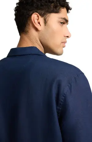 Onia Linen Long Sleeve Popover Shirt - Midnight