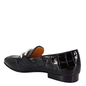 MADISON MAISON Leather Croc Embossed Pearl Flat Loafer