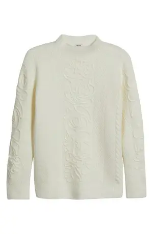 Anne Klein Embroidered Funnel Neck Sweater - Eclair