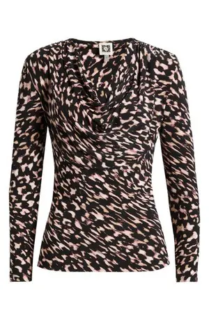 Anne Klein Abstract Print Cowl Neck Top