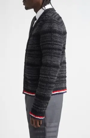 Thom Browne Tartan Check Inlay Jacquard Cardigan