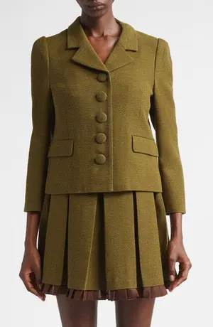 SHUSHU/TONG Wool Twill Crop Jacket - Green