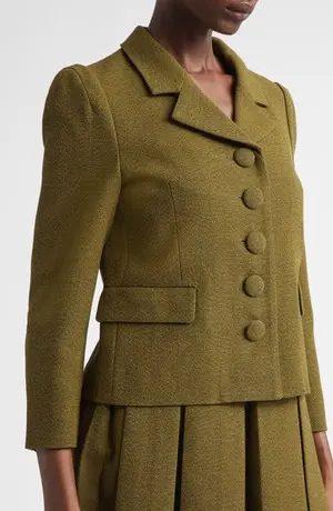 SHUSHU/TONG Wool Twill Crop Jacket - Green