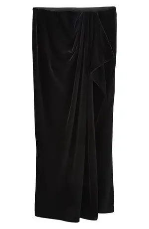 NEXT Velvet Drape Front Maxi Skirt - Black