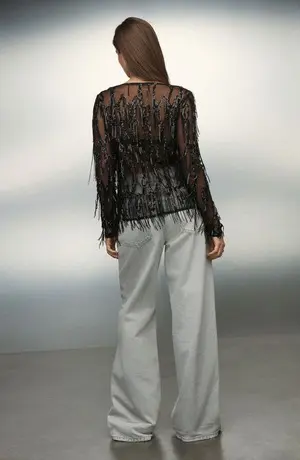 NEXT Sequin Tassel Top