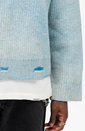 REPRESENT Oversize Reversible Distressed Wool Crewneck Sweater
