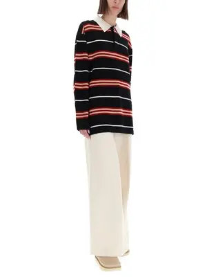 Guest In Residence Striped Rugby Polo Shirt - Black